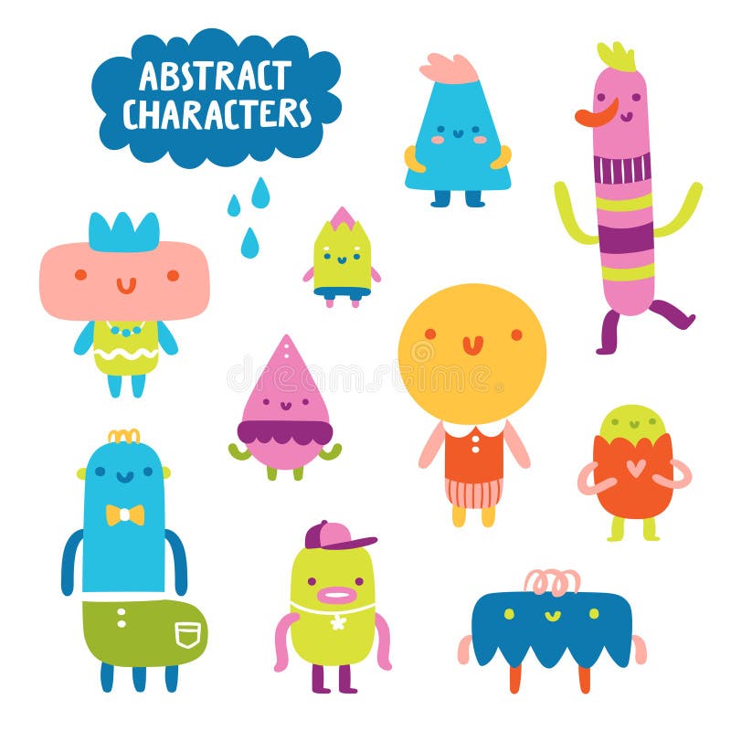 Abstract Characters Collection Stock Vector - Illustration of cute ...