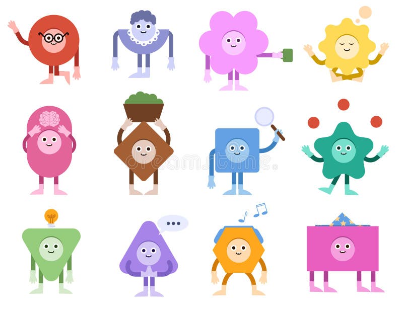Geometric Shapes Characters. Stock Vector - Illustration of megaphon ...