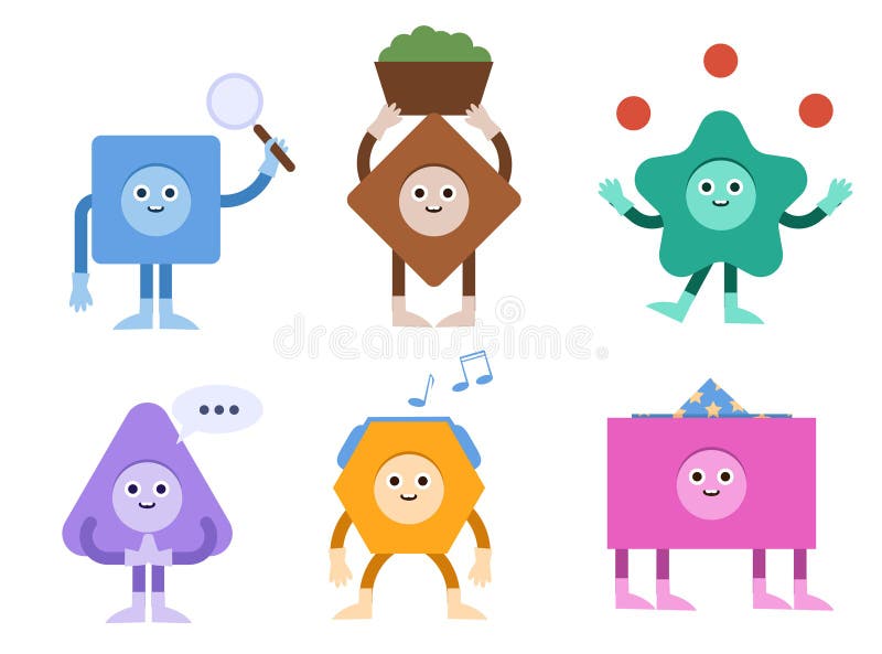 Geometric Shapes Characters. Stock Vector - Illustration of icon ...