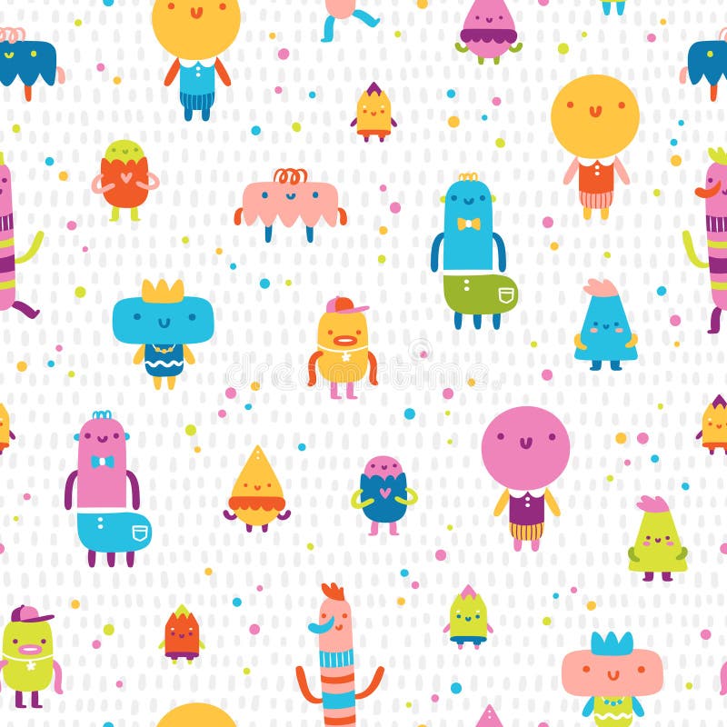 Abstract Characters Vector Seamless Pattern Stock Vector - Illustration ...