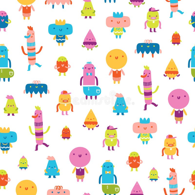 Abstract Characters Vector Seamless Pattern on White Background Stock ...
