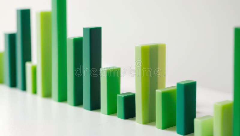 An Abstract Chart of Green Bars Showing Different Heights Stock Photo ...