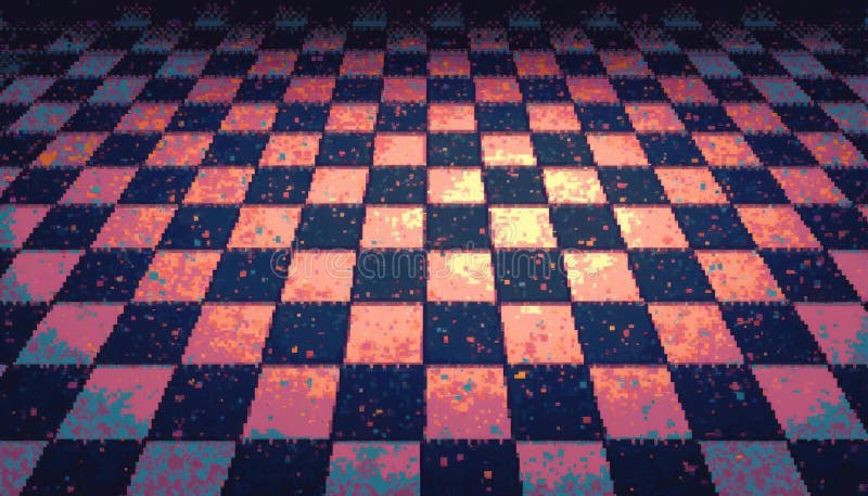 Abstract Checkerboard Pixel Art: a Digital Illusion of Depth and ...