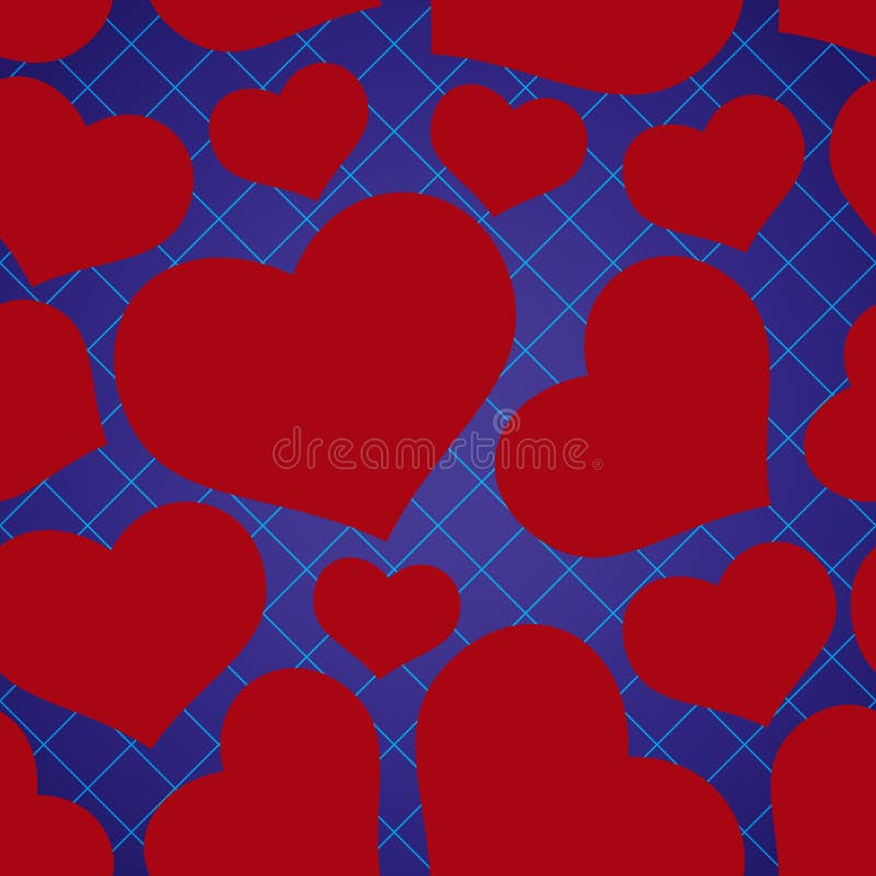 Abstract Checkered Blue Pattern with Red Love Heart Stock Vector ...