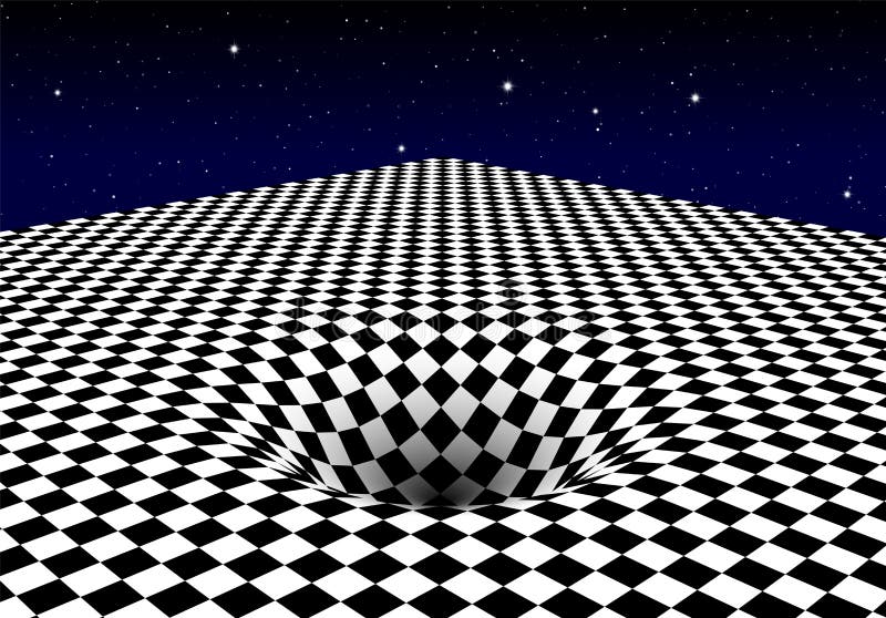 Abstract Checkered Board Background with Round Pit or Hole and Corner ...