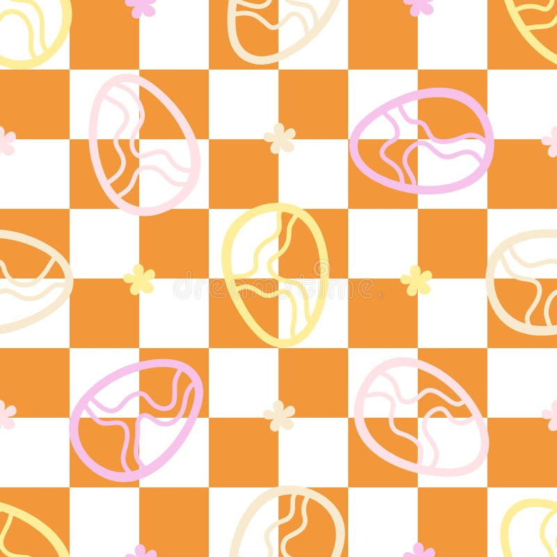 Abstract Checkered Easter Eggs Seamless Retro Pattern for Wrapping Paper and Fabrics Print and ...