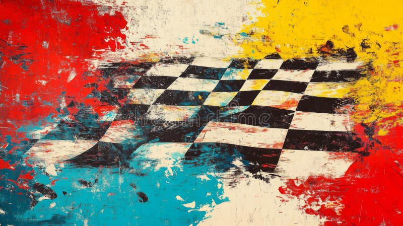 Abstract Checkered Flag with Paint Splatter Texture Stock Illustration ...