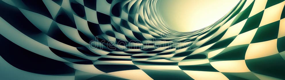 Abstract Checkered Pattern in a Dynamic 3D Tunnel Environment Stock ...