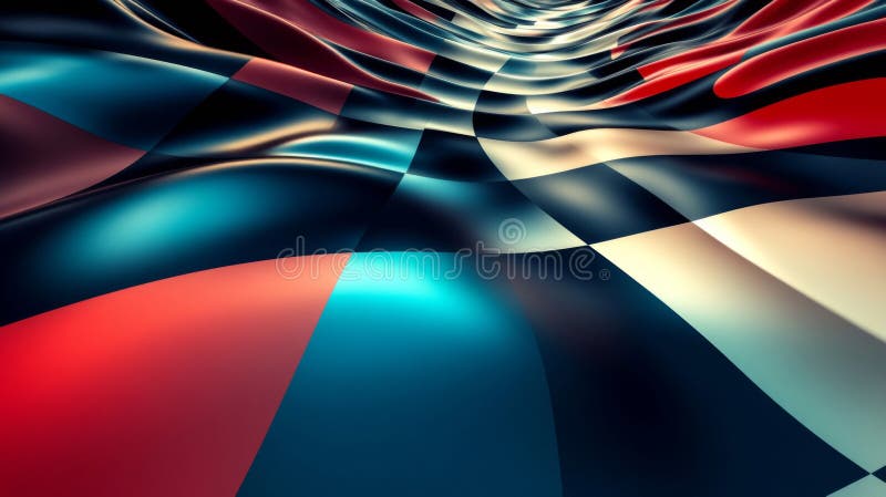 Abstract Checkered Wave Background with Red Blue Black Tones Stock ...