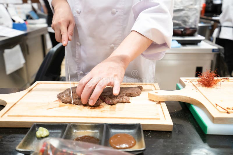 Abstract Chef is Cooking Japanese Style at the Restaurant Stock Image ...