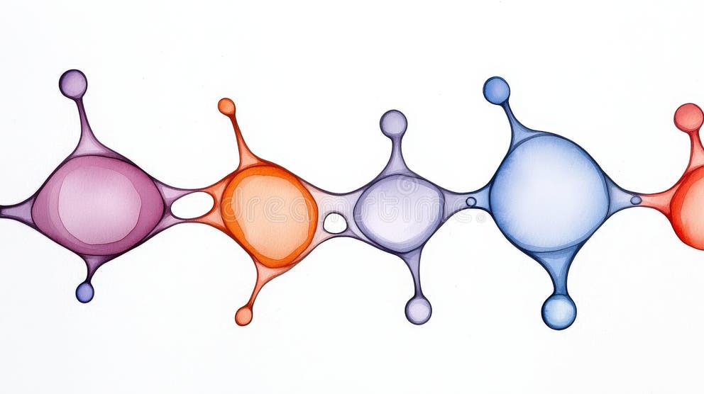 Abstract Chemical Structure with Colorful Molecules on White Background ...