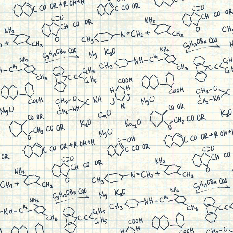 Chemistry Vector Seamless Texture with Chemical Formulas, Equations ...