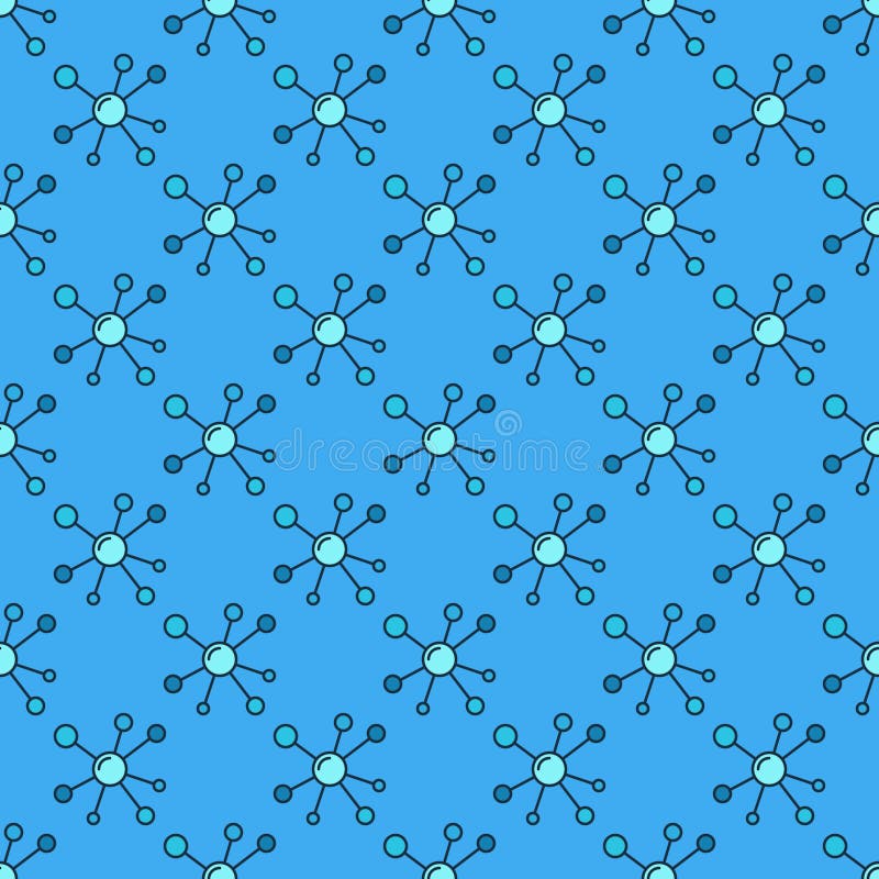 Abstract Chemistry Molecules Vector Science Blue Seamless Pattern Stock ...