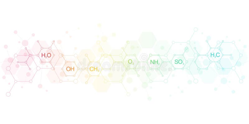 Abstract Chemistry Pattern on Clean White Background with Chemical ...