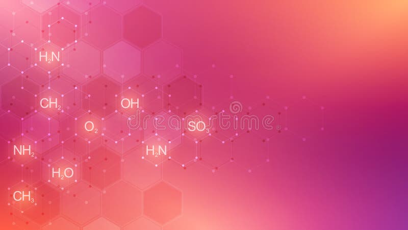 Abstract Chemistry Pattern on Purple Background with Chemical Formulas ...