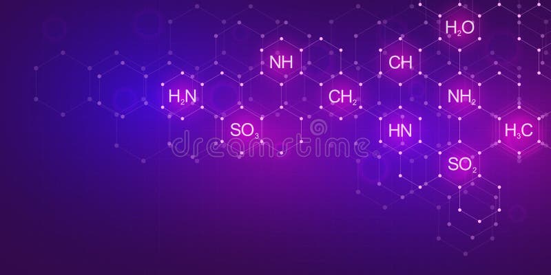 Abstract Chemistry Pattern on Purple Background with Chemical Formulas ...