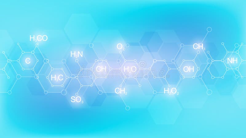 Abstract Chemistry Pattern on Soft Blue Background with Chemical ...
