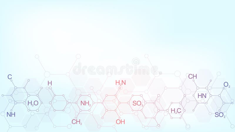 Abstract Chemistry Pattern on Soft Blue Background with Chemical ...