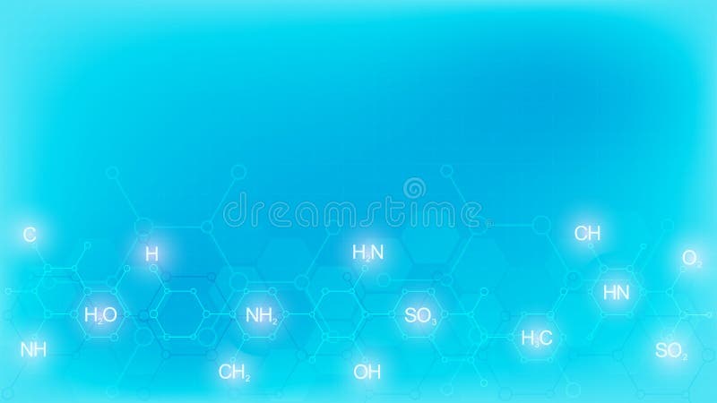 Abstract Chemistry Pattern on Soft Blue Background with Chemical ...