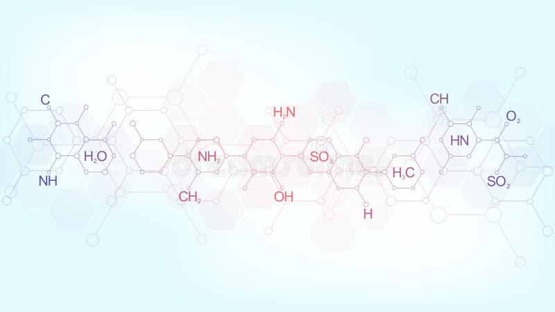 Abstract Chemistry Pattern on Soft Blue Background with Chemical ...