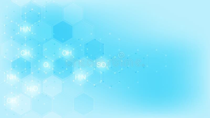 Abstract Chemistry Pattern on Soft Blue Background with Chemical ...