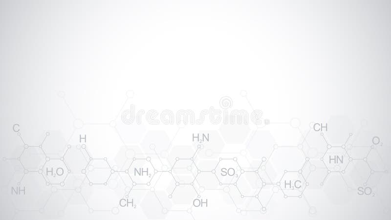 Abstract Chemistry Pattern on Soft Grey Background with Chemical ...