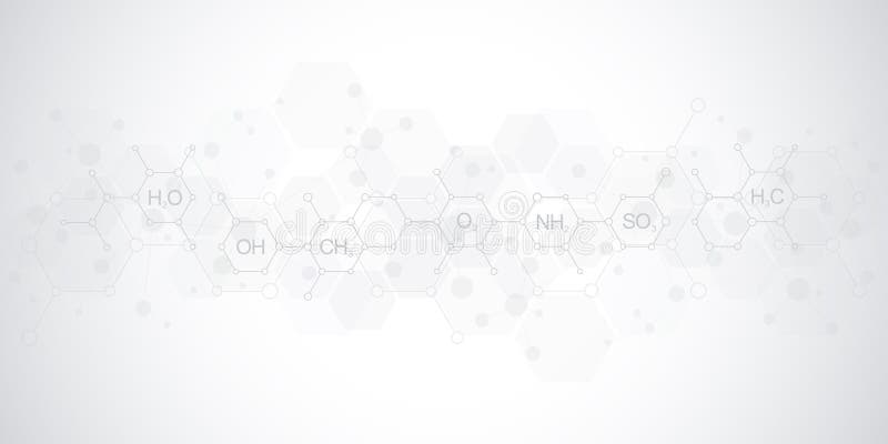 Abstract Chemistry Pattern on Clean White Background with Chemical ...