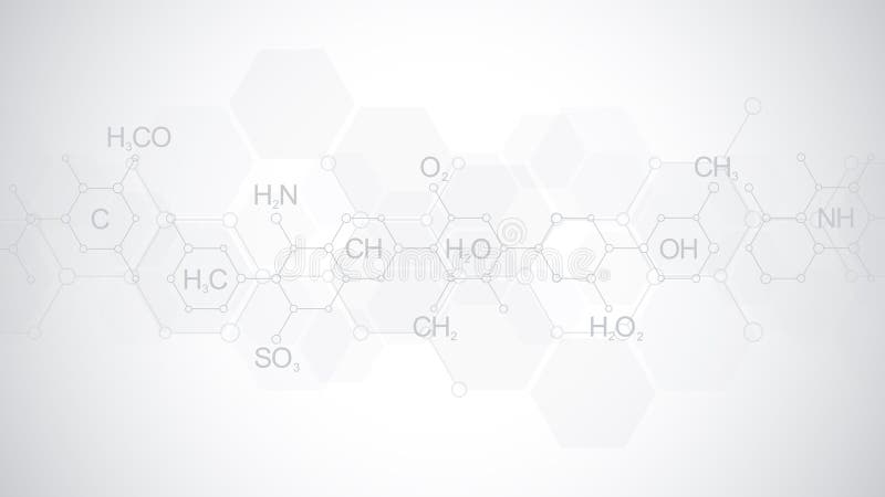 Abstract Chemistry Pattern on Soft Grey Background with Chemical ...