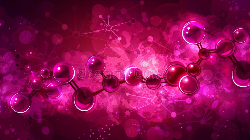 Abstract Chemistry Pink Background with Polymer Molecule Model Stock ...