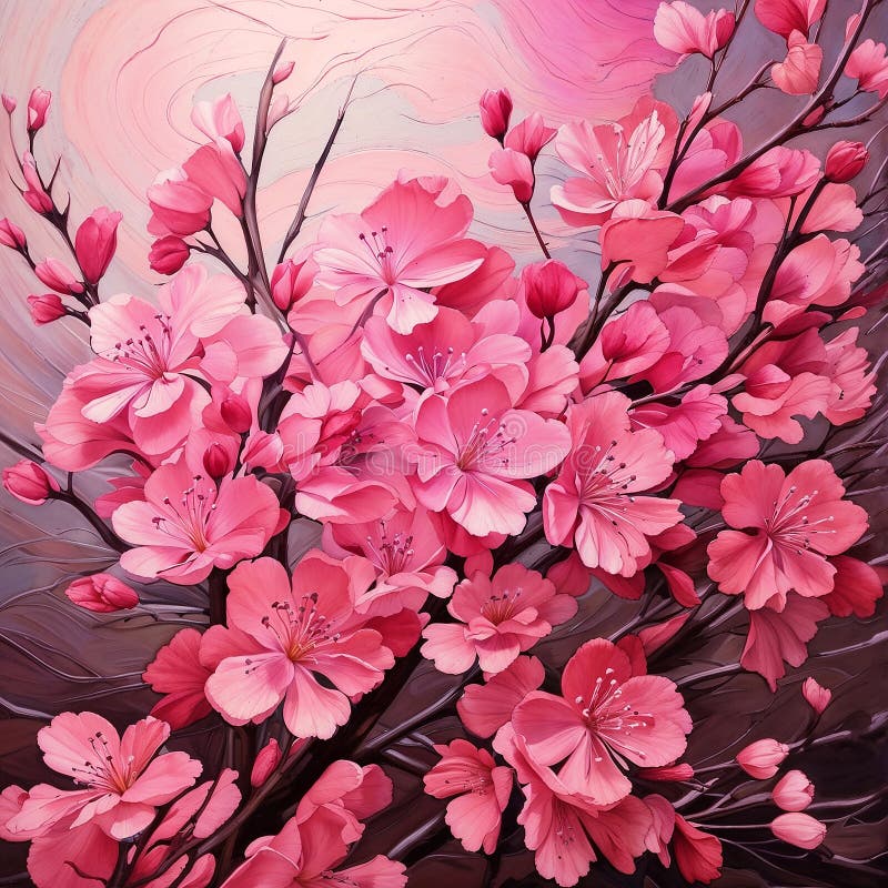 Abstract Cherry Blossom. Pink and Neon Stock Illustration ...