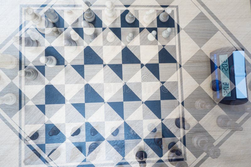 Abstract Chess Background with Wooden Figures and Clock Stock Image ...