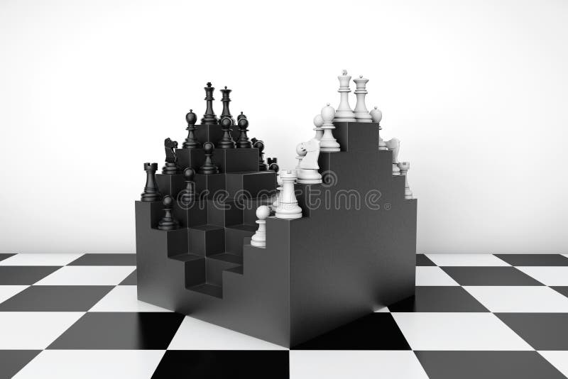 Abstract Chessboard and Set of Chess Pieces Stock Illustration ...