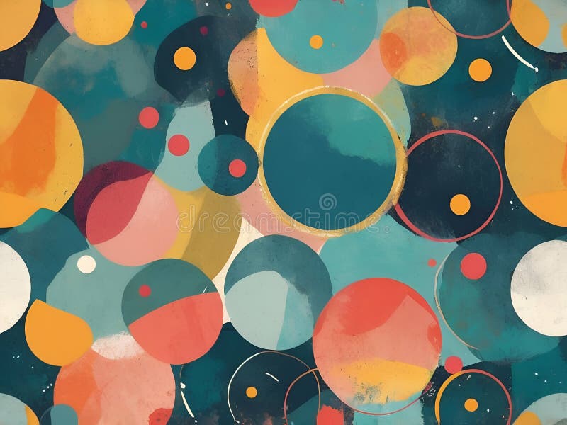 Abstract Childish Retro Abstract Color Circle Pattern Stock ...