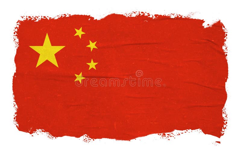 Abstract China Flag with Ink Brush Stroke Effect Stock Illustration ...