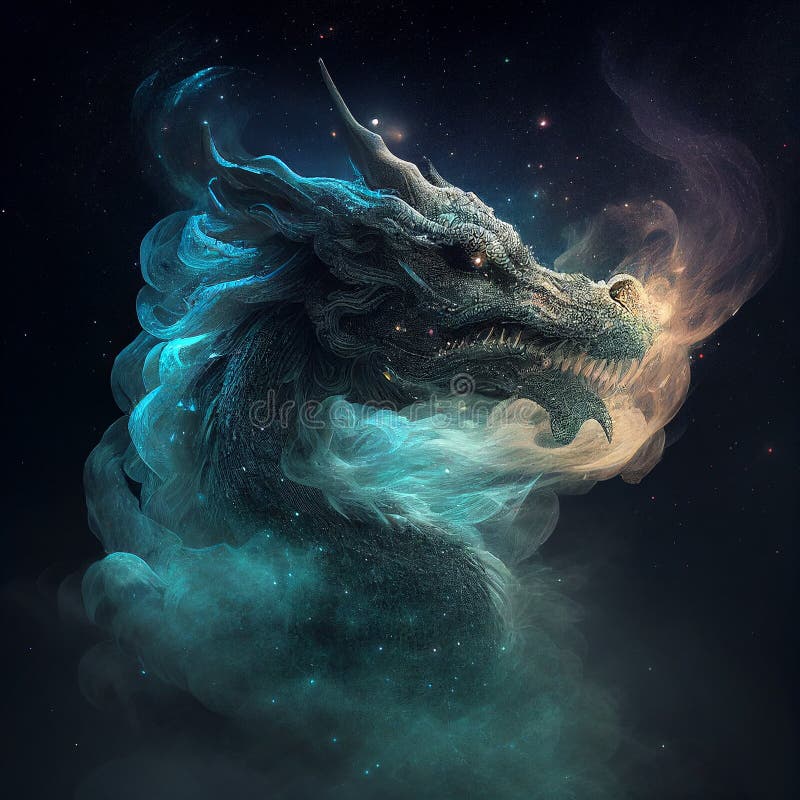 Abstract Chinese Dragon Made of Stardust, AI Generated Stock Photo ...