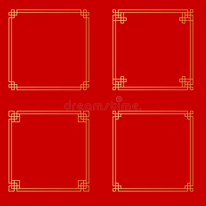 Abstract Chinese Style Black Frame Template Collection Set. Vector ...