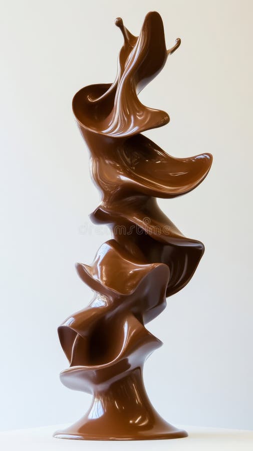 Abstract Chocolate Sculpture Resembling Liquid Splash, Modern Art ...