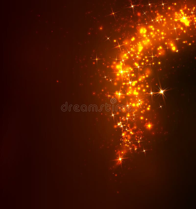 Abstract Christmas Orange Glowing Background with Stars and Bokeh Stock ...