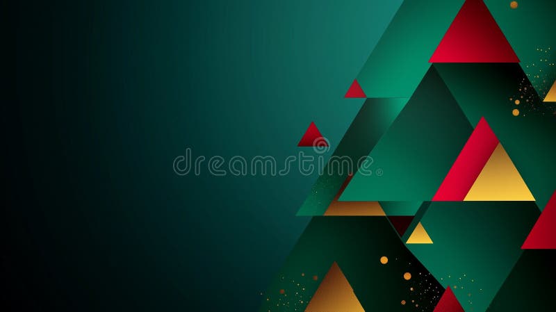 Abstract Christmas Tree Background, Geometric Overlapping Green ...