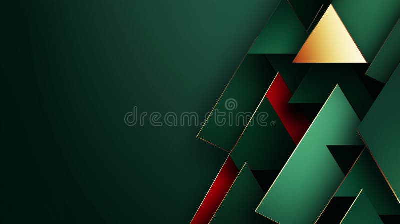 Abstract Christmas Tree Background, Geometric Overlapping Green ...