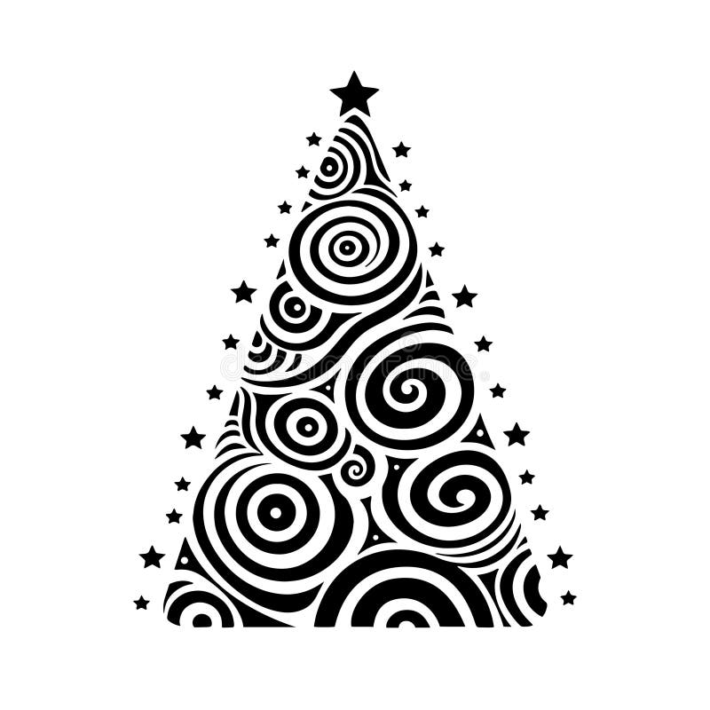 Abstract Christmas Tree Black and White Shape Stock Vector ...