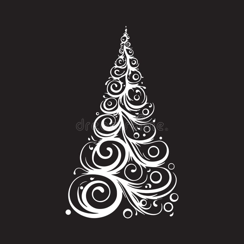 Abstract Christmas Tree Black and White Shape Stock Vector ...