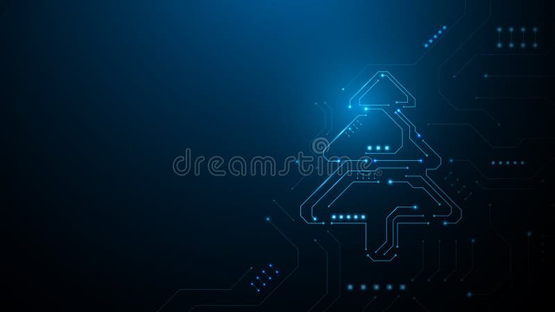 Abstract Christmas Tree in Circuit Network Digital Technology ...