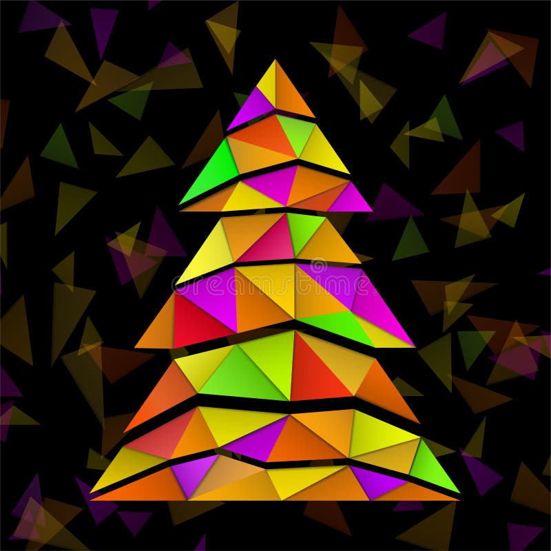Abstract Christmas Tree with Colorful Triangles Stock Vector ...