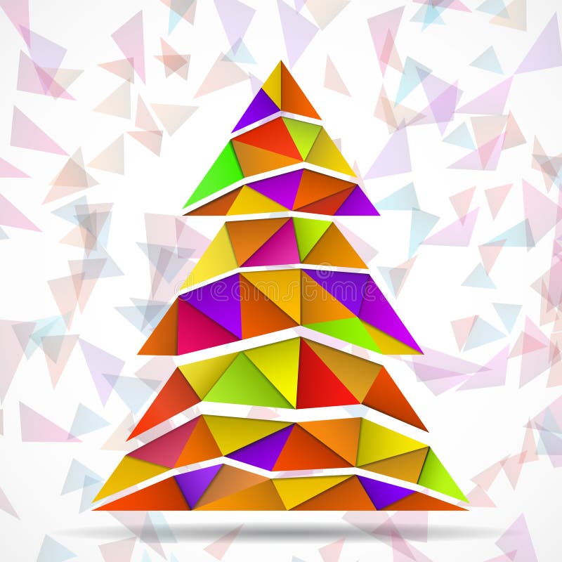 Abstract Christmas Tree with Colorful Triangles Stock Vector ...