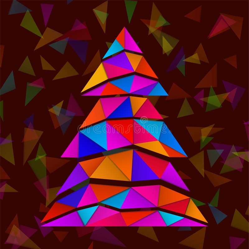 Abstract Christmas Tree with Colorful Triangles Stock Vector ...