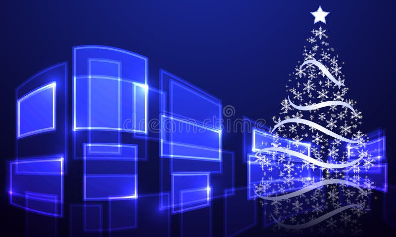 Abstract Christmas Tree on Hi-tech Background Stock Vector ...
