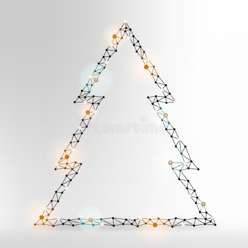 Abstract Christmas Tree Made of Lines and Dots Stock Vector ...