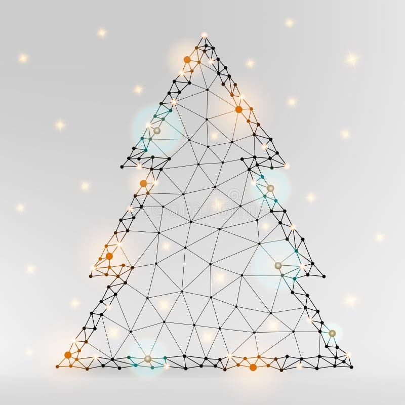 Abstract Christmas Tree Made of Lines and Dots Stock Illustration ...