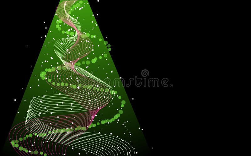 Abstract Christmas Tree with Swooping Lines and Circular Decorations on ...